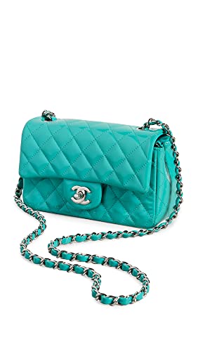 CHANEL Women's Pre-Loved Green Patent Rectangular Flap Bag, Green, One Size