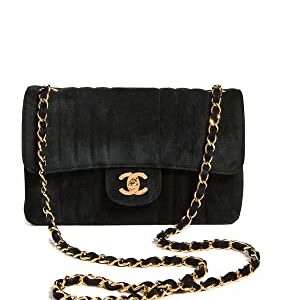 CHANEL Women's Pre-Loved Black Suede Vertical Flap 9", Black, One Size