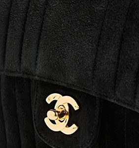 CHANEL Women's Pre-Loved Black Suede Vertical Flap 9", Black, One Size