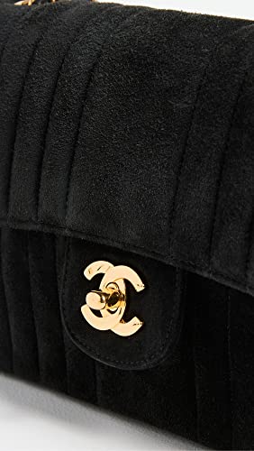 CHANEL Women's Pre-Loved Black Suede Vertical Flap 9", Black, One Size