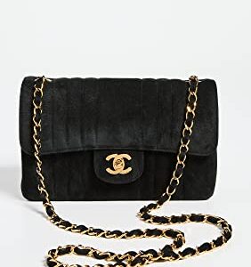 CHANEL Women's Pre-Loved Black Suede Vertical Flap 9", Black, One Size