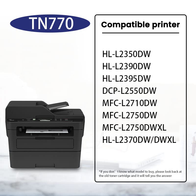 LVELIMIT TN770 Black Super High Yield Toner Cartridge 2-Pack TN 770 Replacement for Brother TN770 HL-L2390DW L2395DW L2350DW DCP-L2550DW MFC-L2710DW L2750DW L2750DWXL Printer Toner