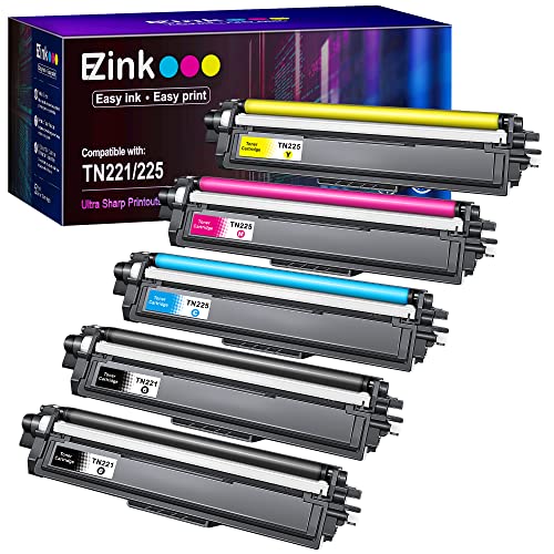 E-Z Ink (TM Compatible Toner Cartridge Replacement for Brother TN221 TN225 to Use with MFC-9130CW HL-3170CDW HL-3140CW HL-3180CDW MFC-9330CDW (2 Black, 1 Cyan, 1 Magenta, 1 Yellow, 5 Pack)