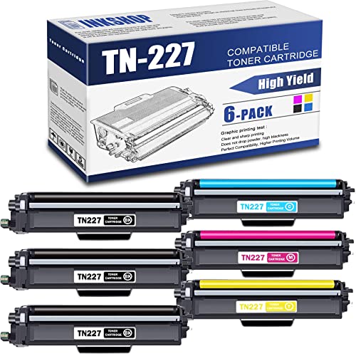 TN227 Compatible TN-227BK TN-227C TN-227Y TN-227M High Yield Toner Cartridge Replacement for Brother TN-227 MFC-L3770CDW MFC-L3710CW HL-3210CW DCP-L3510CDW Toner.(3BK+1C+1Y+1M)