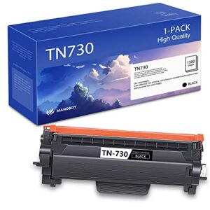 mandboy [𝗡𝗲𝘄 𝗩𝗲𝗿𝘀𝗶𝗼𝗻] compatible tn730 replacement for brother tn-730 toner cartridge black work with mfc-l2710dw hl-2350dw l2350dw dcp l2550dw printer cartridge, 1-pack