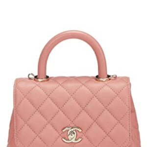 CHANEL, Pre-Loved Pink Quilted Caviar Coco Handle Bag Mini, Pink