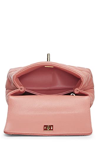 CHANEL, Pre-Loved Pink Quilted Caviar Coco Handle Bag Mini, Pink