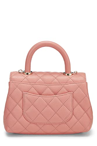 CHANEL, Pre-Loved Pink Quilted Caviar Coco Handle Bag Mini, Pink