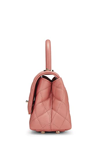 CHANEL, Pre-Loved Pink Quilted Caviar Coco Handle Bag Mini, Pink