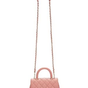 CHANEL, Pre-Loved Pink Quilted Caviar Coco Handle Bag Mini, Pink