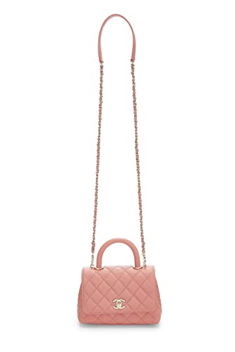 CHANEL, Pre-Loved Pink Quilted Caviar Coco Handle Bag Mini, Pink