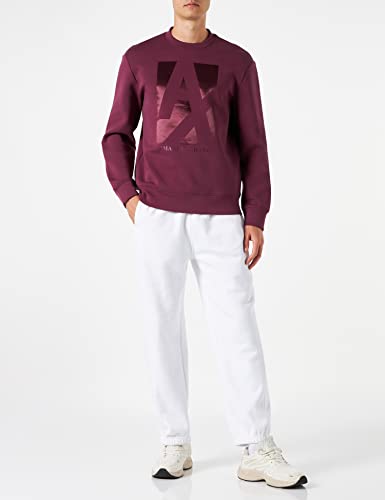 A|X ARMANI EXCHANGE Men's Silked Logo Pullover Sweatshirt, Grape Wine, M