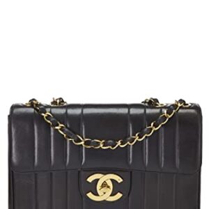 CHANEL, Pre-Loved Black Vertical Lambskin Half Flap Jumbo, Black