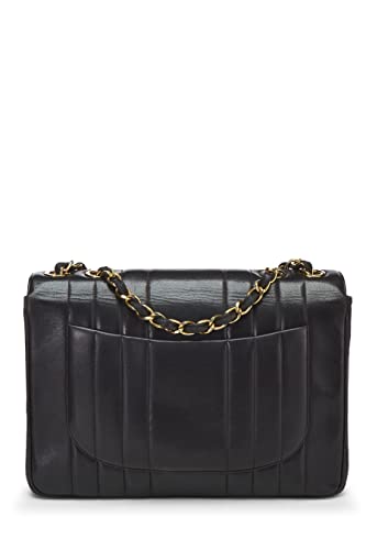 CHANEL, Pre-Loved Black Vertical Lambskin Half Flap Jumbo, Black