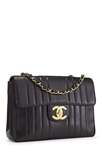 CHANEL, Pre-Loved Black Vertical Lambskin Half Flap Jumbo, Black