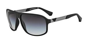 emporio armani men’s ea4029 square sunglasses, rubber black/gradient grey, 64 mm