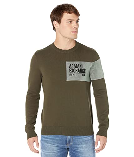 A|X ARMANI EXCHANGE Men's Side Sleeve Contrast Logo Sweater, Rosin, XL