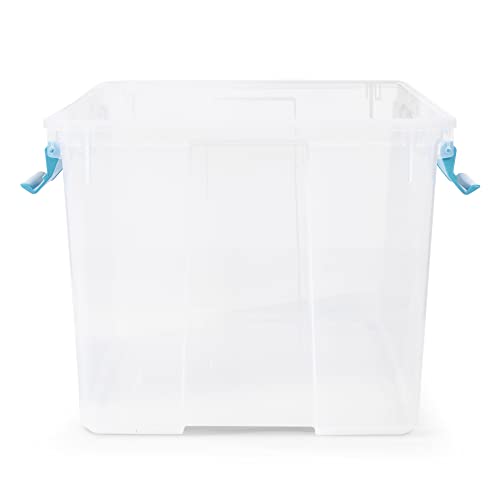 Sterilite 54 Quart Clear Plastic Stackable Storage Container Box Bin with Air Tight Gasket Seal Latching Lid Long Term Organizing Solution, 12 Pack