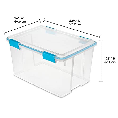 Sterilite 54 Quart Clear Plastic Stackable Storage Container Box Bin with Air Tight Gasket Seal Latching Lid Long Term Organizing Solution, 12 Pack