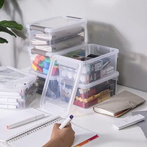 Citylife 6 Packs Small Storage Bins with Lids 3.2 QT Plastic Storage Containers for Organizing Stackable Clear Storage Boxes