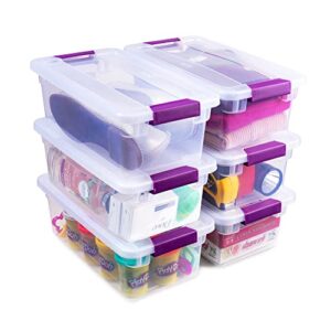 Peaknip - Sterilite 6 Quart Stackable Plastic Storage Bins with Lids and Latches (6 Pack) - Bundled with Labels and Marker