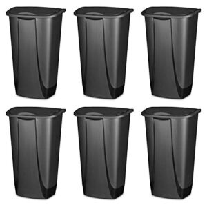 sterilite 10939006 11 gallon/42 liter swingtop wastebasket, black, 6-pack