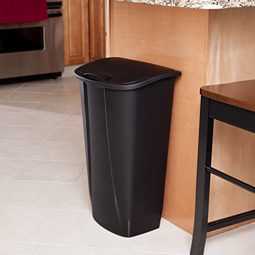 Sterilite 10939006 11 Gallon/42 Liter SwingTop Wastebasket, Black, 6-Pack