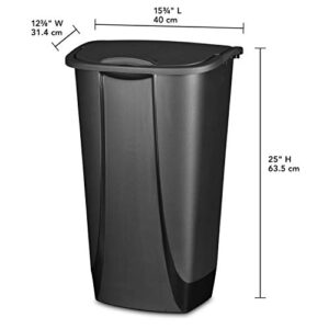 Sterilite 10939006 11 Gallon/42 Liter SwingTop Wastebasket, Black, 6-Pack