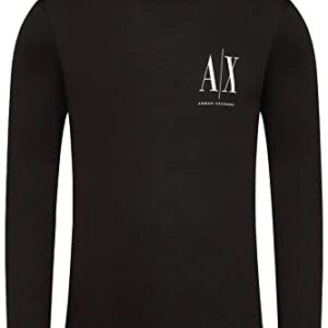 A|X ARMANI EXCHANGE Men's Icon Chest Graphic Long Sleeve T-Shirt, Black, XL