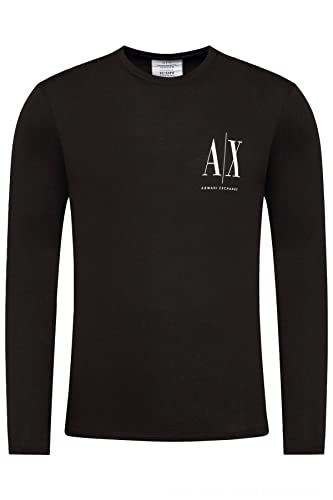 A|X ARMANI EXCHANGE Men's Icon Chest Graphic Long Sleeve T-Shirt, Black, XL