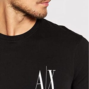 A|X ARMANI EXCHANGE Men's Icon Chest Graphic Long Sleeve T-Shirt, Black, XL