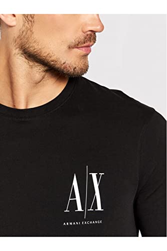 A|X ARMANI EXCHANGE Men's Icon Chest Graphic Long Sleeve T-Shirt, Black, XL