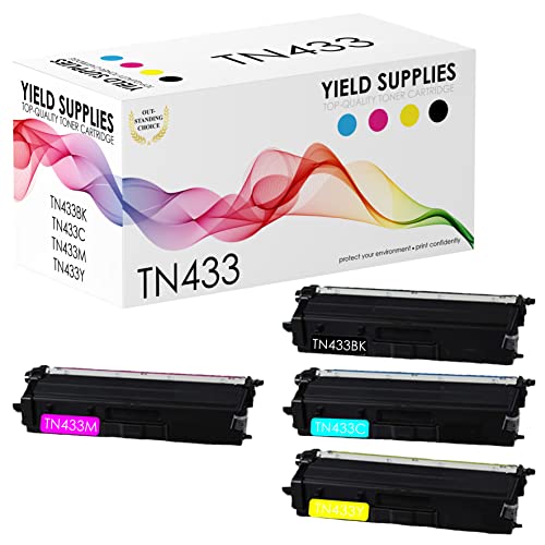 Yield Supplies Compatible Printer CMYK Toner Cartridges Replacement for Brother HL-L8260CDW-L8360CDWT MFC-L8610CDW-L8900CDW Use In TN433BK TN433C TN433M TN433Y (High Yield BlackCyanMagentaYellow4Pack)