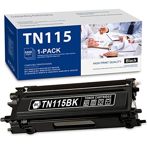 NUCALA Compatible TN 115BK TN-115BK TN115BK Toner Cartridge Replacement for Brother MFC-9450CDN DCP-9040CN HL-4040CDW HL-4050CDN Printer Toner (Up to 5,500 Pages, 1-Pack, Black)