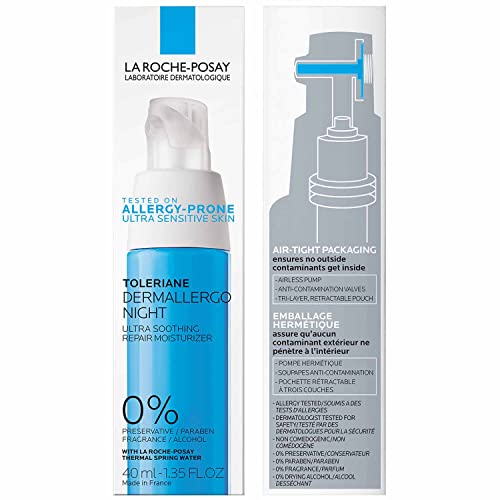 La Roche-Posay Toleriane Dermallergo Night Cream for Face Intense Soothing Moisturizer with Vitamin E, Allergy Tested, for Sensitive Skin, Formerly Toleriane Ultra Night