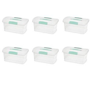 Sterilite 18748606 Medium Nesting ShowOffs, Clear with Blue Aquarium Handle and Latches, 6-Pack