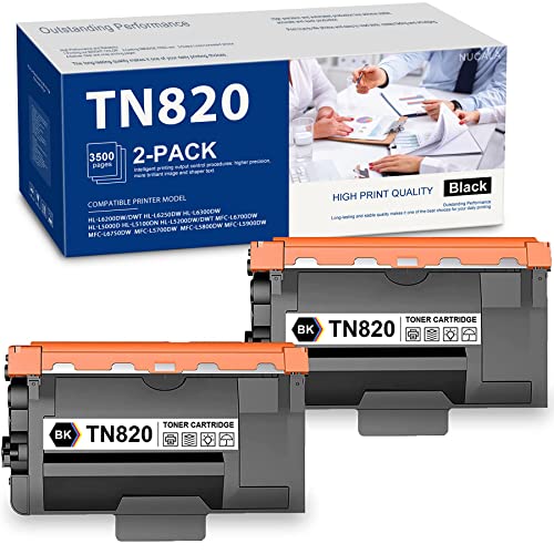 NUCALA TN820 TN-820 Toner Cartridge: Compatible TN820 High Yield Toner Cartridge Replacement for Brother MFC-L5900DW HL-L6200DW MFC-L5700DW MFC L5900DW HL-L5100DN MFC-L5850DW Printer (2-Pack,Black)