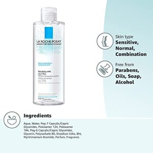 La Roche-Posay Micellar Cleansing Water for Sensitive Skin, Micellar Water Makeup Remover, Cleanses and Hydrates Skin, Gentle Face Toner, Oil Free