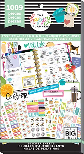 me & my BIG ideas Sticker Value Pack - The Happy Planner Scrapbooking Supplies - Essential Planning Theme - Multi-Color - Great for Projects, Scrapbooks & Albums - 30 Sheets, 1009 Stickers Total