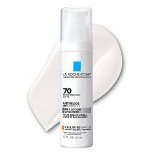 la roche posay anthelios uv correct sunscreen moisturizer spf 70, daily anti-aging face moisturizer with sunscreen and niacinamide to even skin tone & fine lines, sun protection for sensitive skin