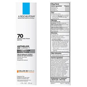 La Roche Posay Anthelios UV Correct Sunscreen Moisturizer SPF 70, Daily Anti-Aging Face Moisturizer with Sunscreen and Niacinamide to Even Skin Tone & Fine Lines, Sun Protection for Sensitive Skin