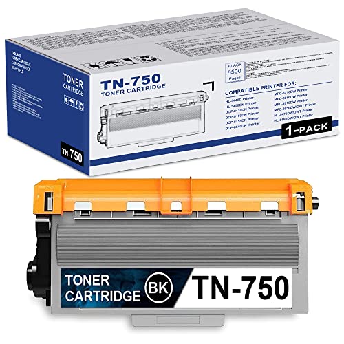 TN 750 Toner 1-Pack Black 𝑯𝒊𝒈𝒉 𝒀𝒊𝒆𝒍𝒅, LVEL Compatible TN750 | TN-750 Toner Cartridge Replacement for Brother MFC-8710DW 8810DW HL-5440D 5470DW 5450DN DCP-8155DN 8110DN Printer, TN750 Toner