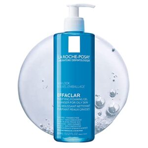 la roche-posay effaclar purifying foaming gel cleanser for oily skin, ph balancing daily face wash, oil free and soap free