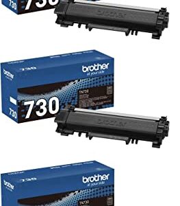 Brother Genuine TN730 3-Pack Standard Yield Black Toner Cartridge with Approximately 1,200 Page Yield/Cartridge