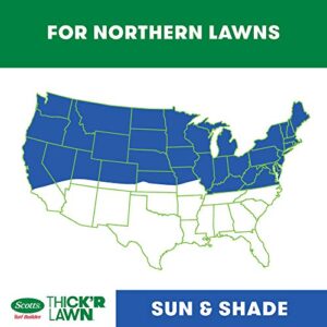 Scotts Turf Builder Thick'R Lawn Grass Seed, Fertilizer and Soil Improver for Sun & Shade, 40 lbs.