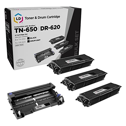 LD Compatible Toner Cartridge & Drum Unit Replacements for Brother TN650 Printer High Yield & DR620 (3 Toners, 1 Drum, 4-Pack)