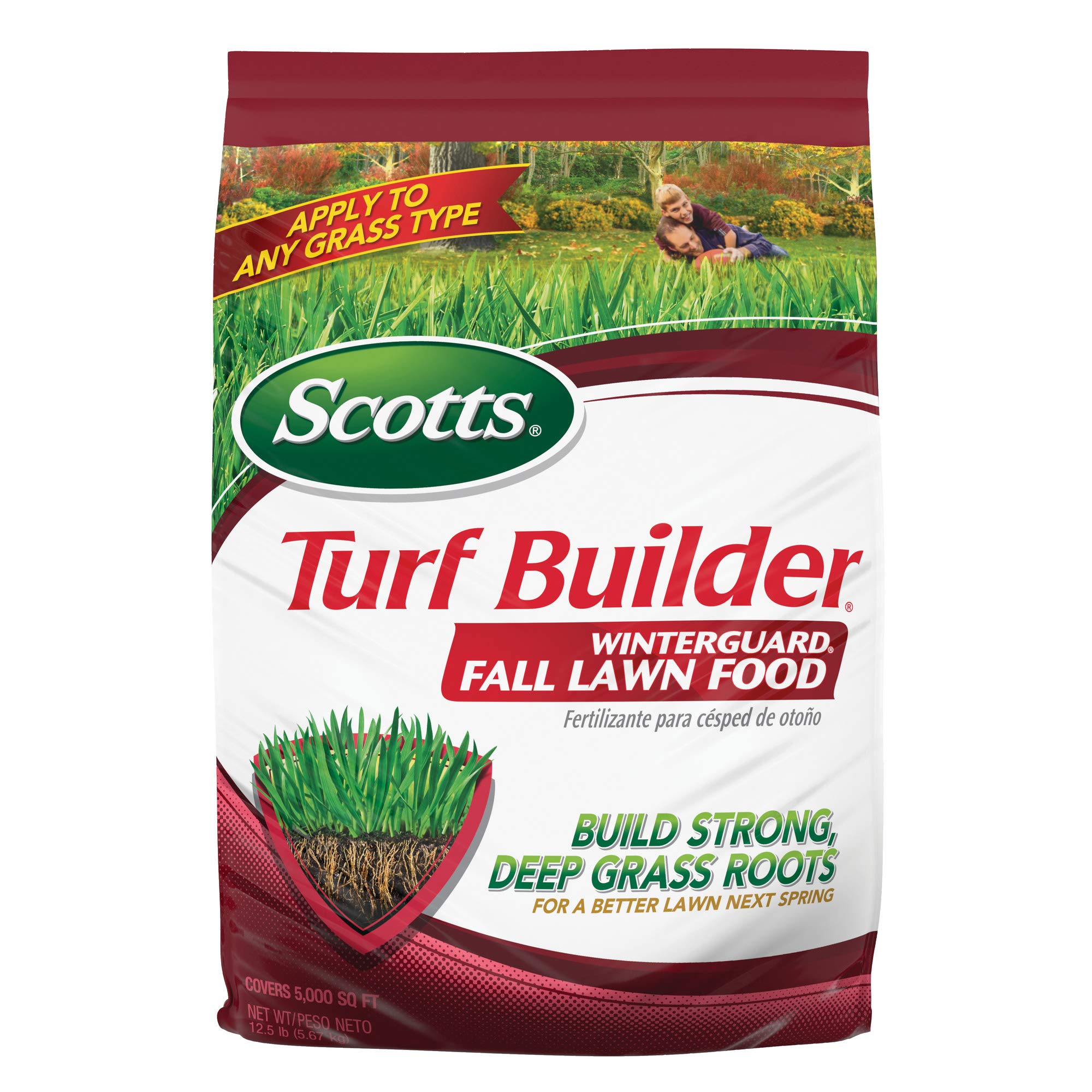 Scotts Turf Builder WinterGuard Fall Lawn Food, 12.5 lb. - Fall Lawn Fertilizer Builds Strong, Deep Grass Roots for a Better Lawn Next Spring - Covers 5,000 sq. ft.