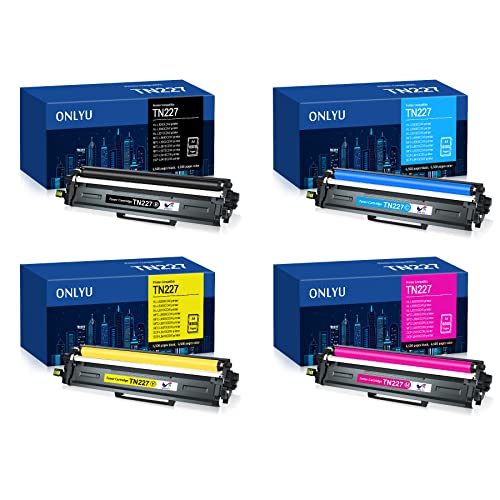 ONLYU Compatible Toner Cartridge Replacement for Brother TN227 TN-227 TN227BK TN223 TN223BK for MFC-L3750CDW HL-L3210CW HL-L3290CD HL-L3230CDW MFC-L3770CDW Toner (TN227BK/C/M/Y High Yield, 4 Pack)