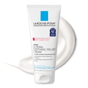 la roche-posay lipikar soothing relief eczema cream, face and body lotion for eczema and sensitive, dry skin, moisturizer with colloidal oatmeal to relieve irritation