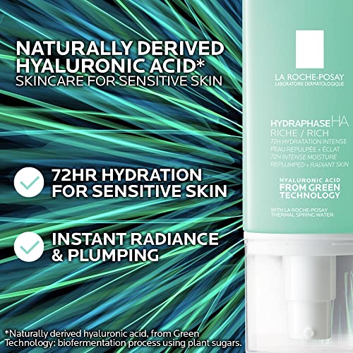 La Roche-Posay HydraphaseHA Rich, Hyaluronic Acid Face Moisturizer for Dry Skin with 72HR Hydration, Oil Free & Non-Comedogenic, 50 ML , 1.69 fl. oz.